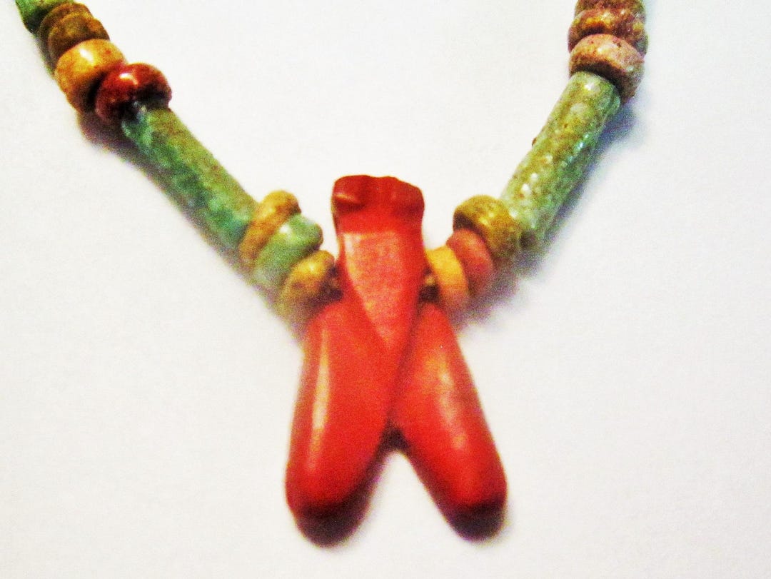 Authentic Egyptian Fly Amulet Necklace, Paste & Faience Beads, 18 Inch ...