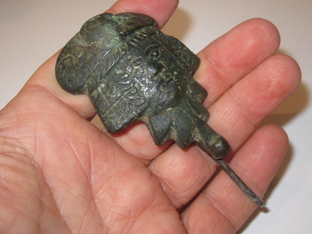 Roman Cast Bronze Attachment in the Form of a Head and Headdress ...