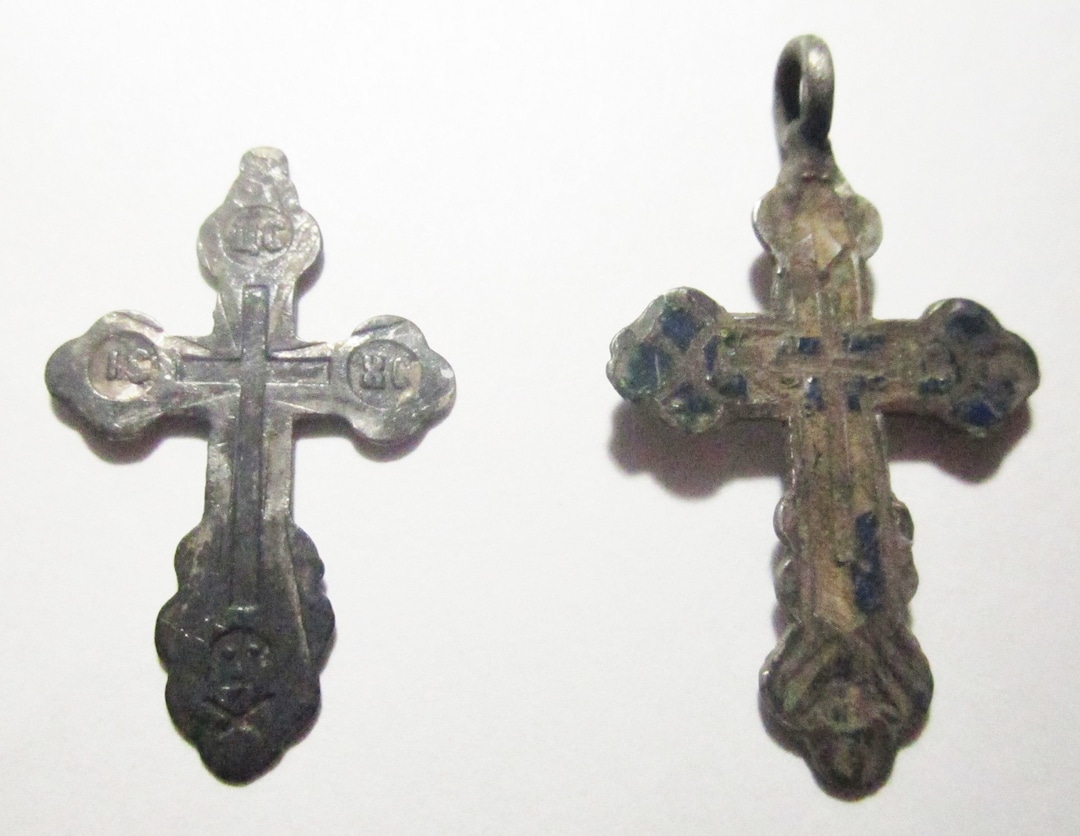 Antique Russian Orthodox Silver Crosses, Enameled Pectoral Relic (set ...