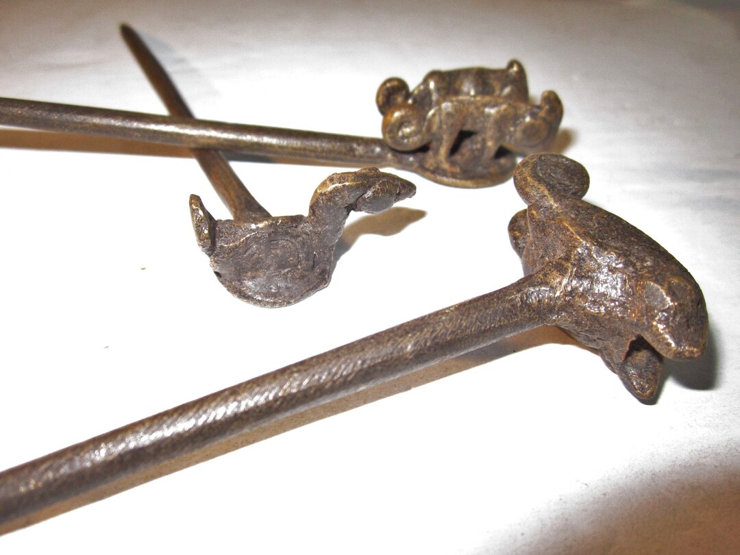Vintage Yoruba Bronze Hair Pins, African Animal Figurals, Set of 3 - Etsy