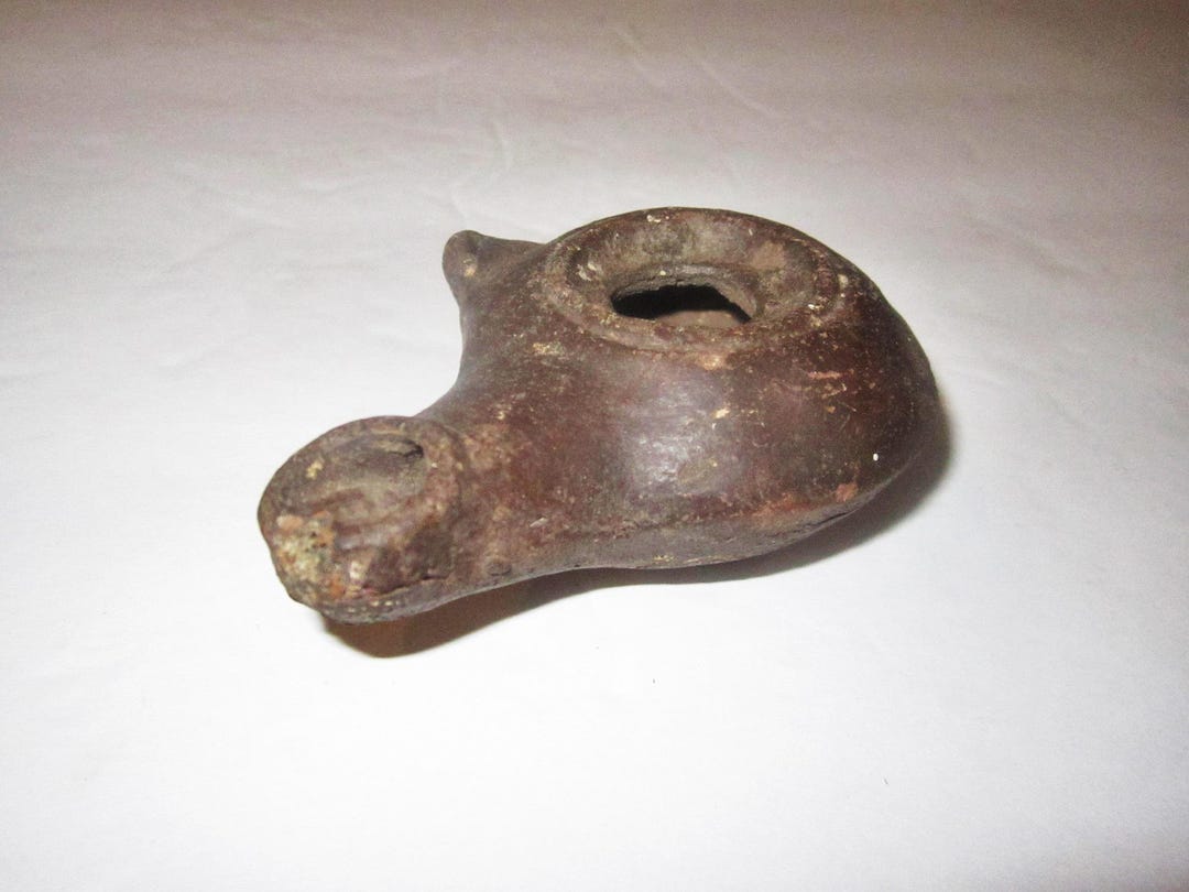Ancient Roman Terracotta Oil or Fat Lamp - as Found Condition Partially ...