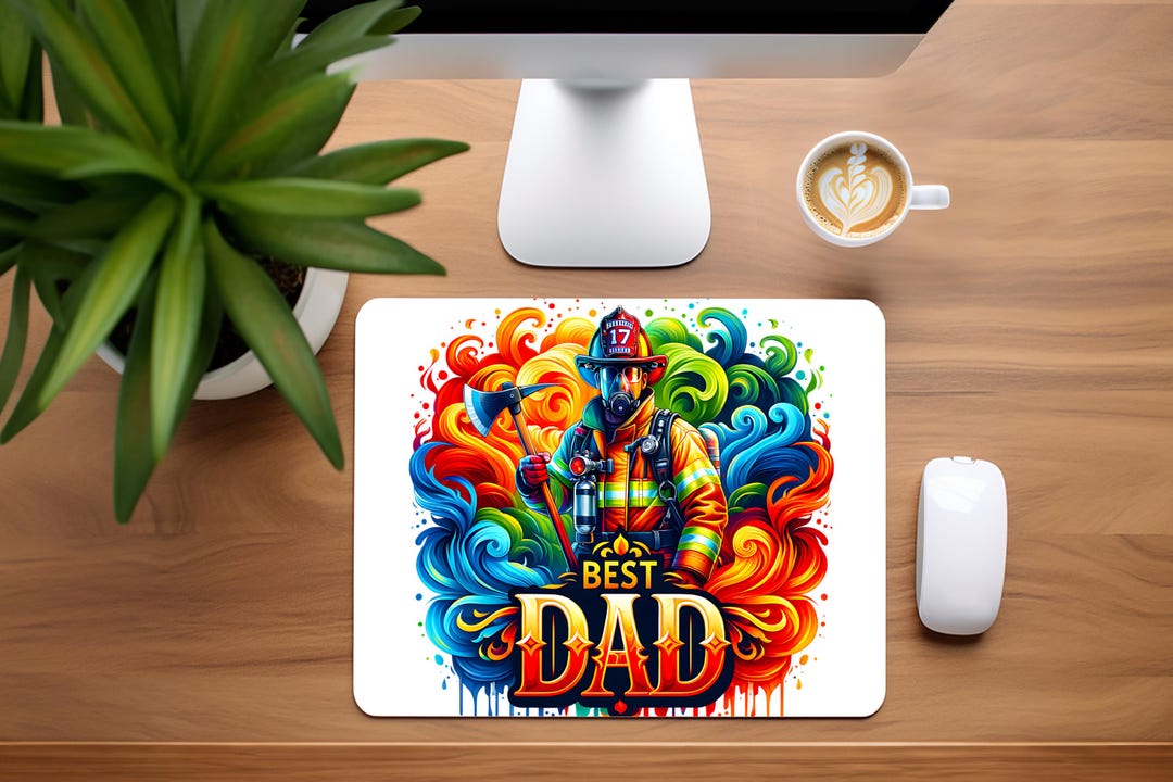 Mouse Pad, Firefighter Dad, Colorful, Father's Day - Etsy