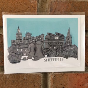 Sheffield City Skyline Illustrated Greetings Card, Illustration ...