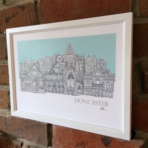 Doncaster Town Skyline A4 Print, Illustrated Signed Print, Hand Drawn ...