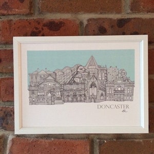 Doncaster Town Skyline A4 Print, Illustrated Signed Print, Hand Drawn ...
