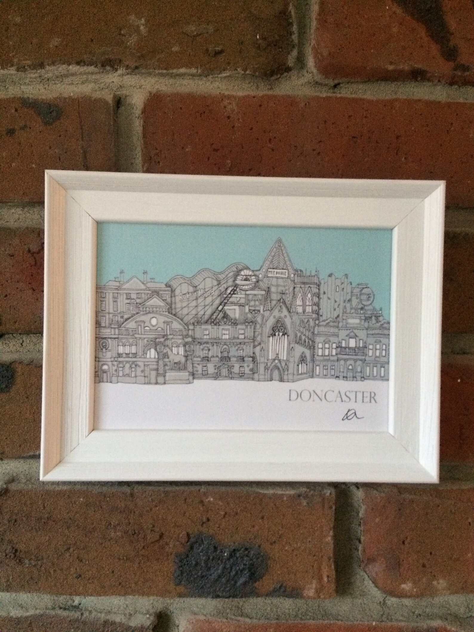 A5 Framed Doncaster Town Skyline, Signed Print, Hand Drawn ...