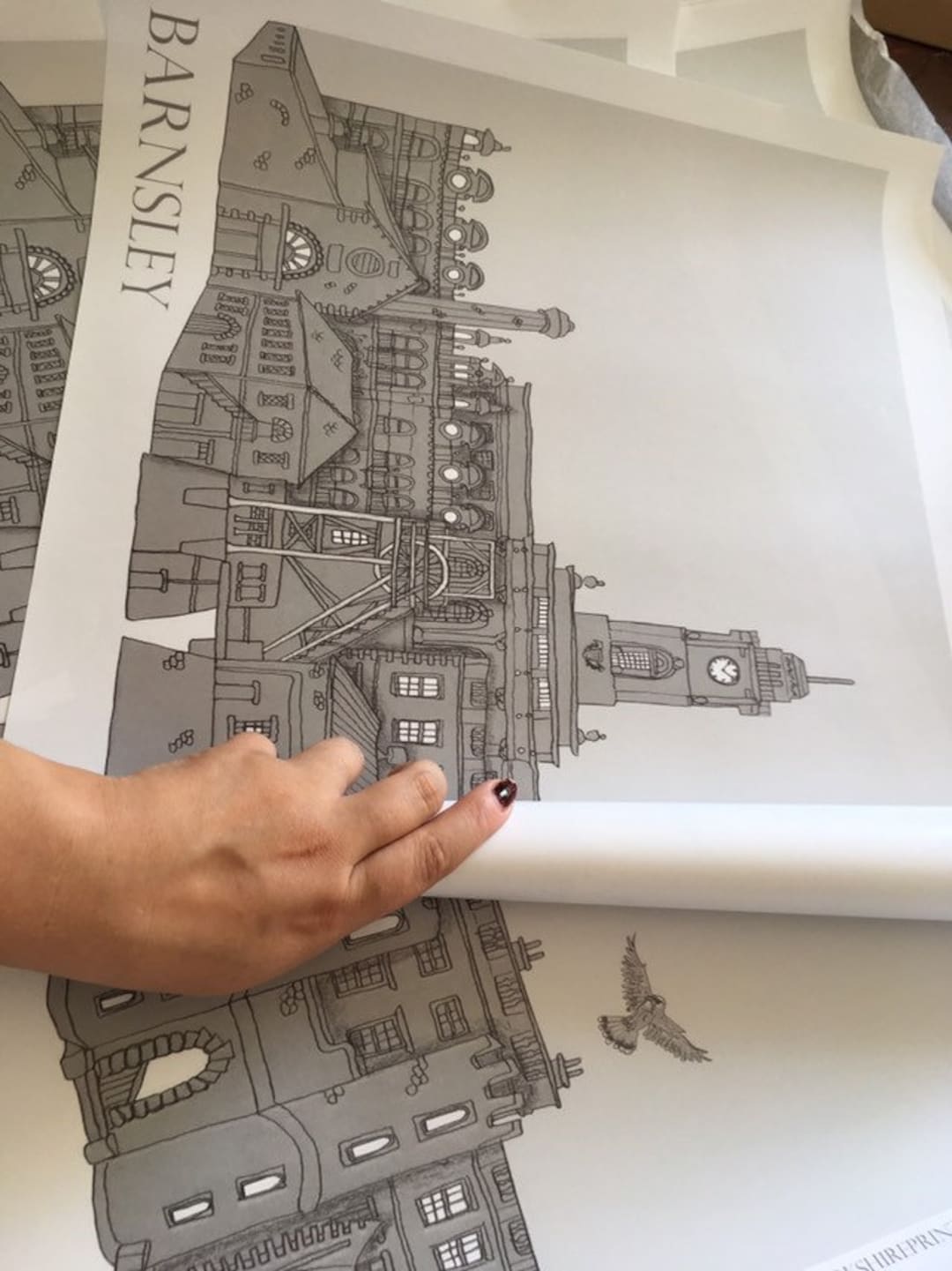 Barnsley Town Skyline, Illustrated Signed Print, Hand Drawn ...