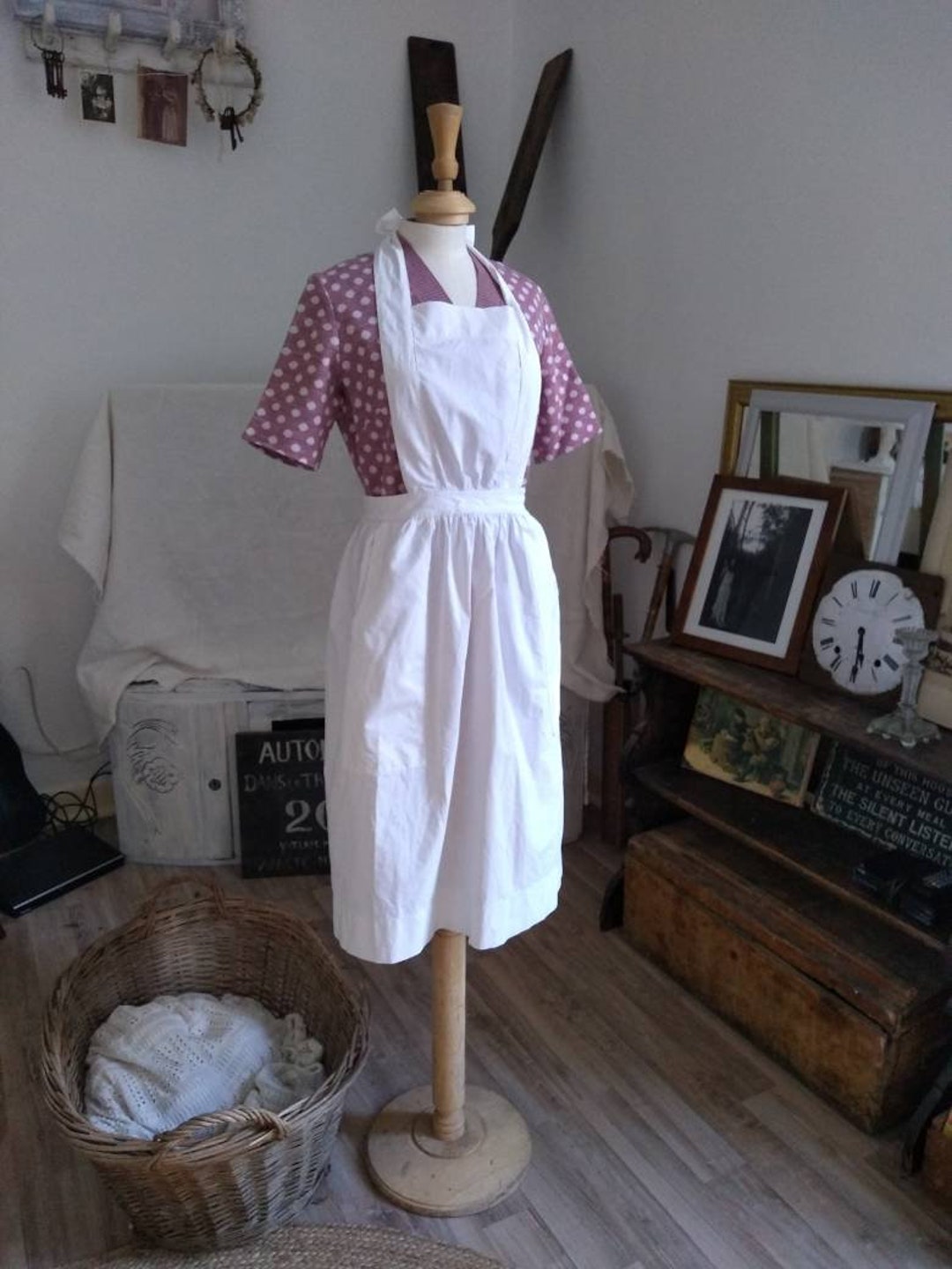 French Apron White Linen Authentic French Scullery Maid Style French ...