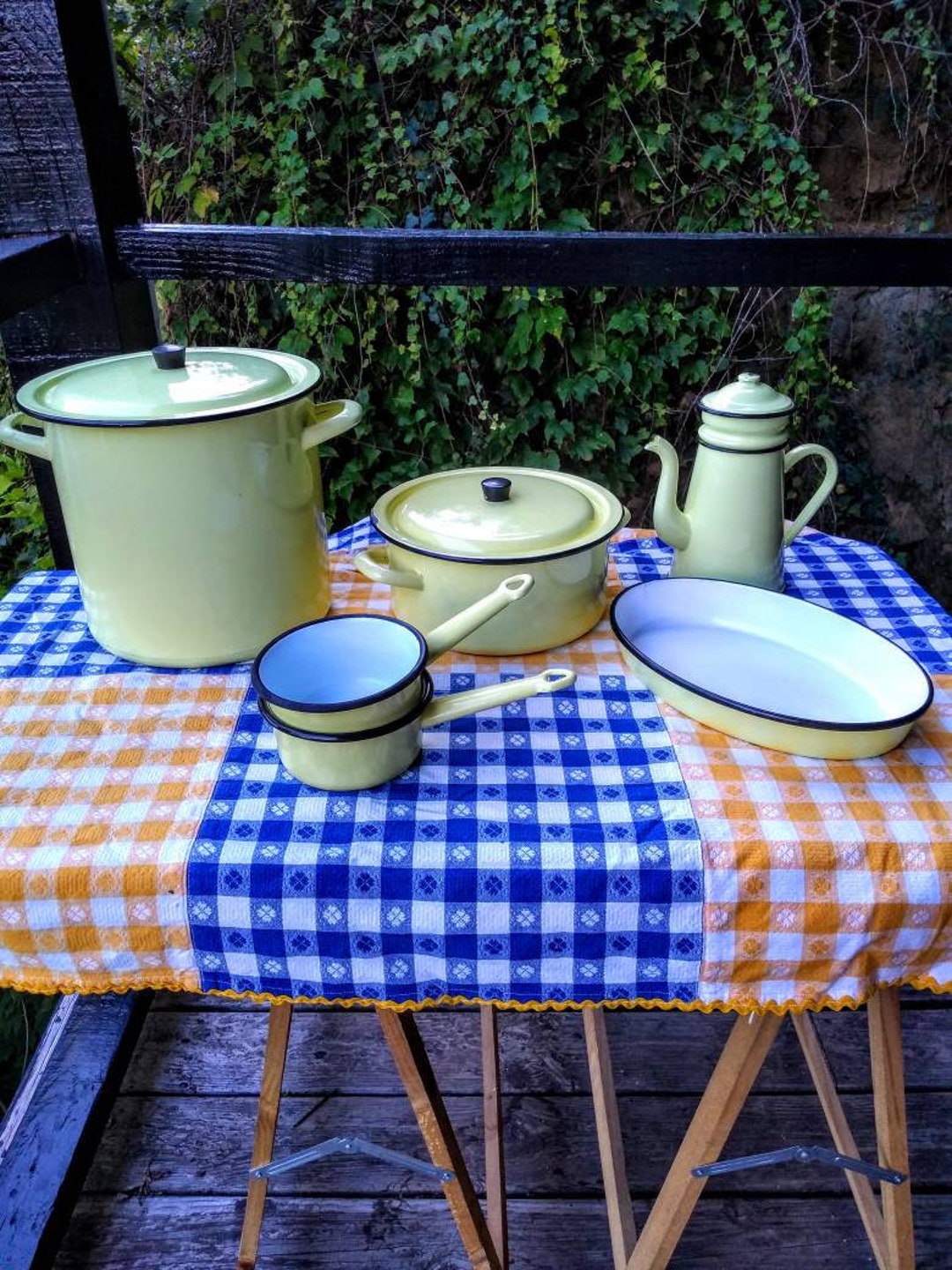 Cookware Enamelware Lemon Yellow French Vintage Fully Usable Mid ...