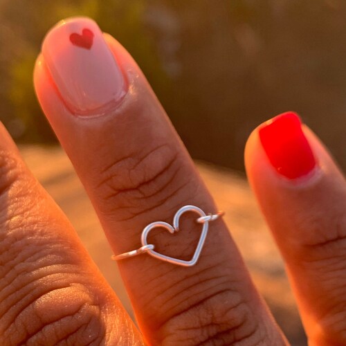 Silver Heart Ring - Etsy