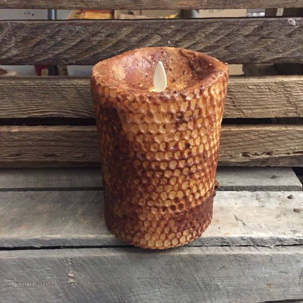 Primitive Beeswax Pillar Candle - Etsy
