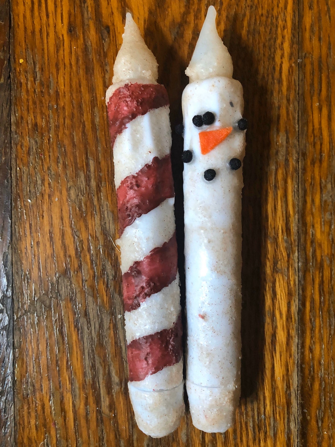 7 Battery Operated Taper Candle With FROSTY Face or Hand Painted Candy ...