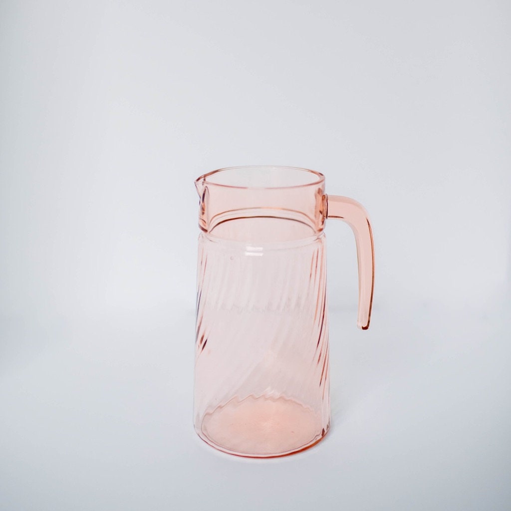 Pink Glass Pitcher - Etsy