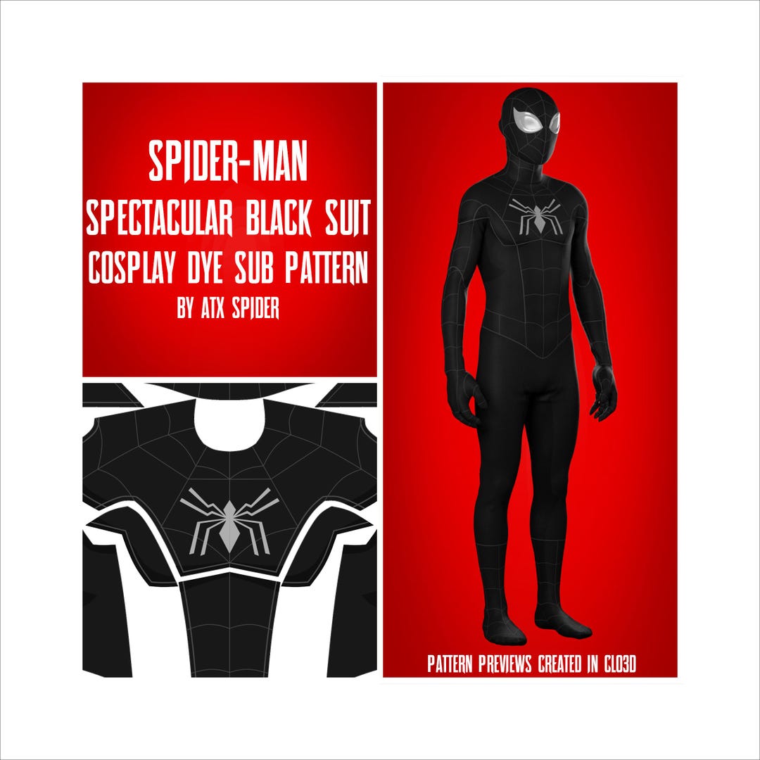 Spectacular Spider-man Dye Sub Pattern Black Suit I Cosplay Bodysuit ...