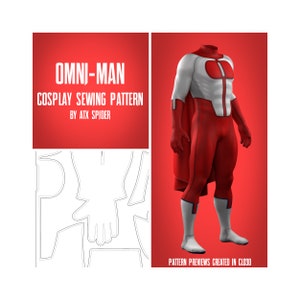 Omni-man Sewing Pattern Invincible MK1 Male Cosplay Bodysuit and Cape ...
