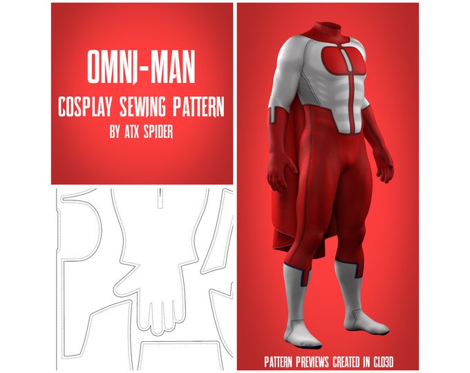 Omni-man Sewing Pattern Invincible MK1 Male Cosplay Bodysuit and Cape ...