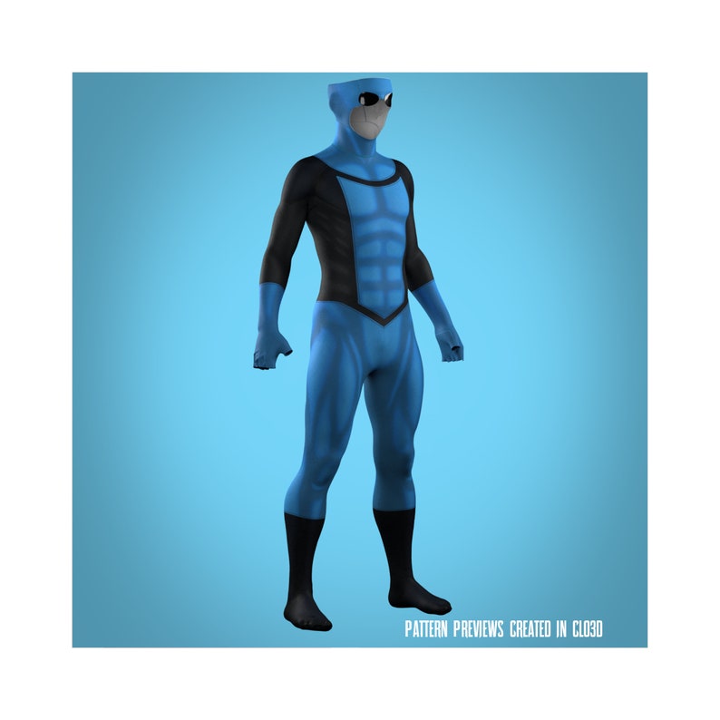 Invincible Blue Suit Dye Sub Pattern Male Superhero Cosplay Bodysuit - Etsy