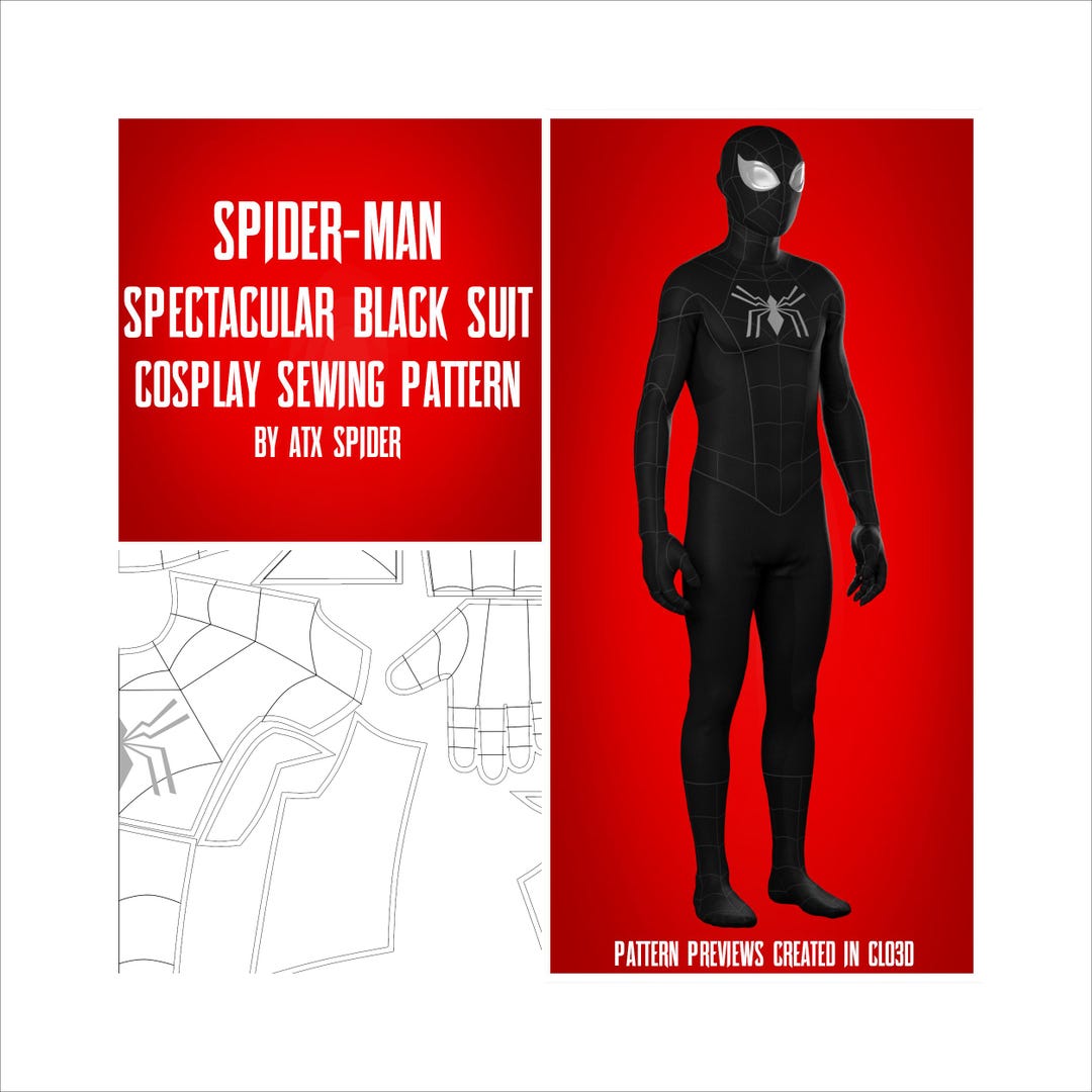 Spectacular Spider-man Sewing Pattern Black Suit I Cosplay Bodysuit Male/masculine - Etsy