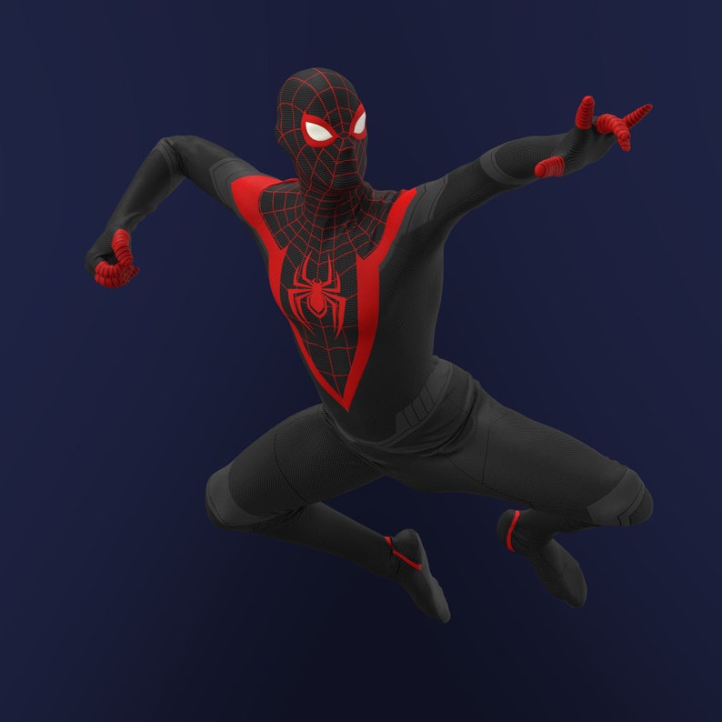 Spider-man Dye Sublimation Pattern Miles Morales Classic Suit Male ...