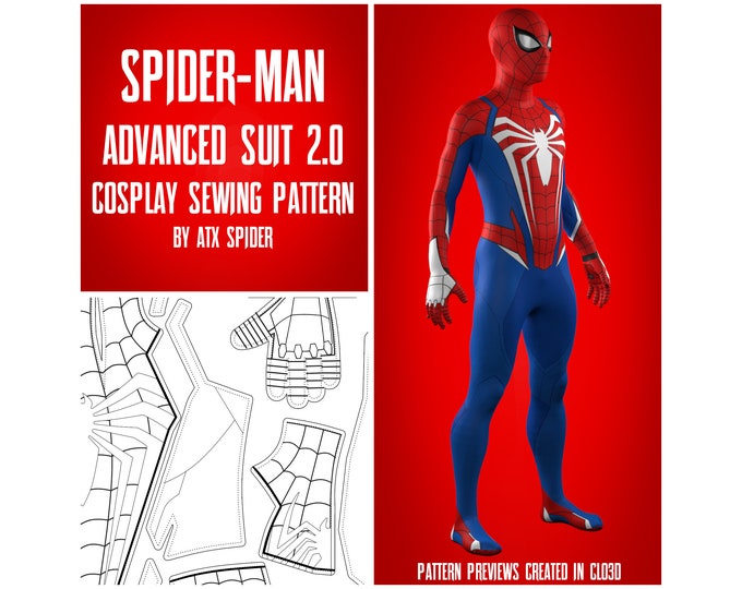 Spider-man Sewing Pattern Advanced Suit 2.0 Cosplay Bodysuit Male ...