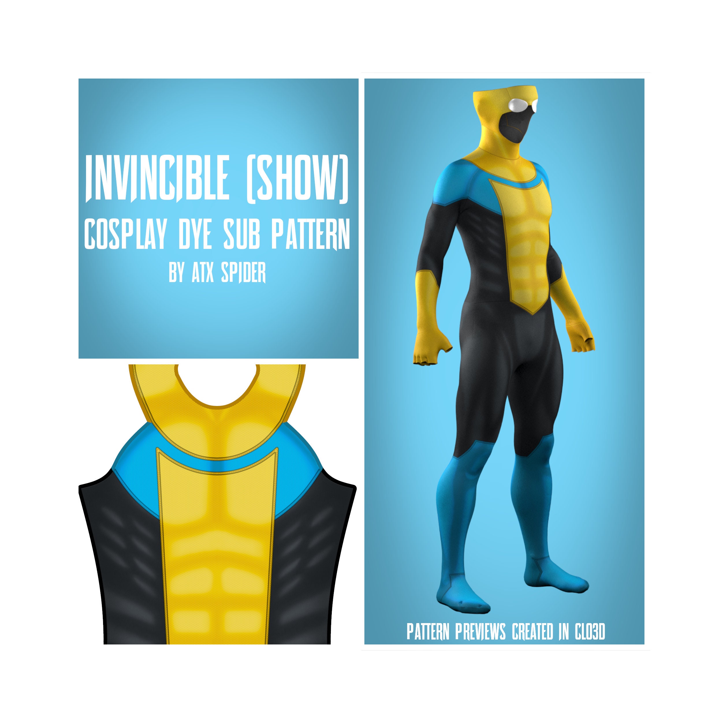 Invincible show Dye Sub Pattern Male Superhero Cosplay Bodysuit - Etsy