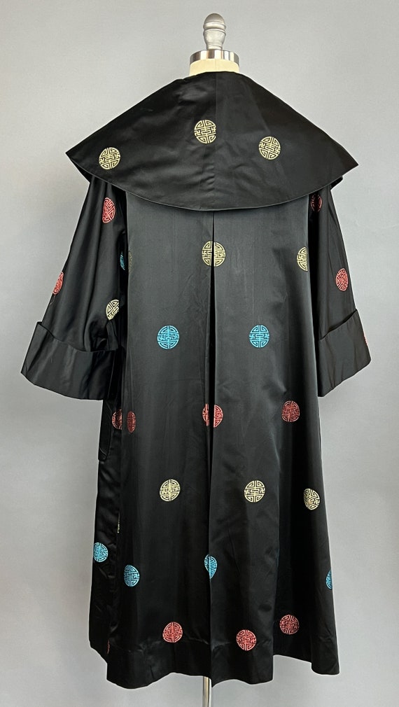 1960s Opera Coat / Black Silk Opera Coat with Stateme… - Gem