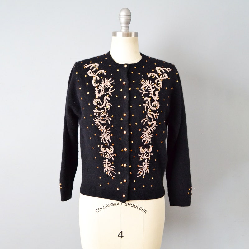 Black Beaded Sweater - Etsy