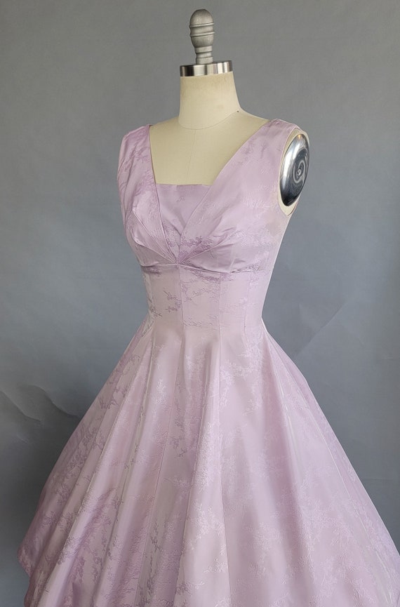 1950s Dress Set/ 1950s Lavender Floral Brocade Dress … - Gem