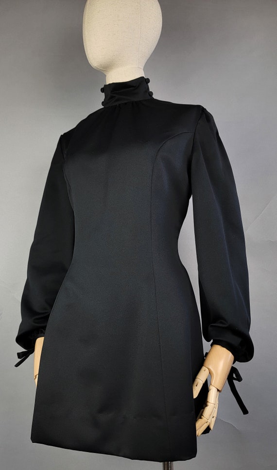 1960s Mod Dress /1960s Mod Black Mini Dress and Vest … - Gem