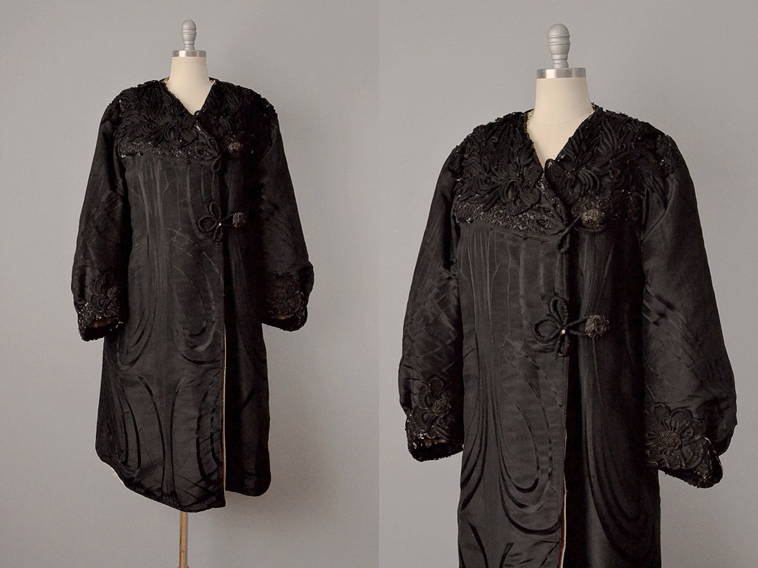 1800s Silk Coat / Victorian Embellished Silk Coat / Size Medium Large ...