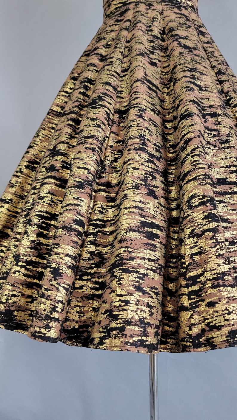 1950s Circle Skirt / 1950s Gold Screen Printed Skirt/ 12 Gore Skirt ...