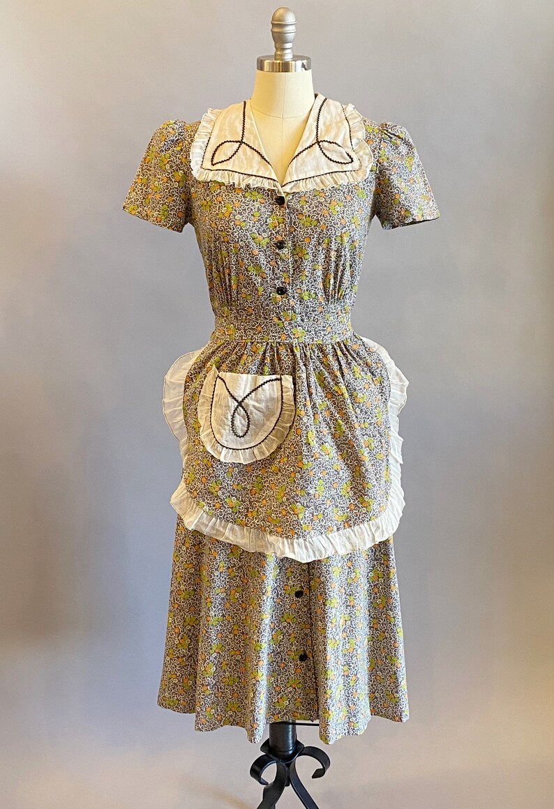 1940s Waitress Uniform with Apron / 40s Dress with Apron / 40s | Etsy