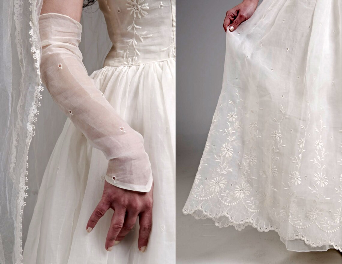 1940s Bridal Dress / 1940s Ivory Organdy Eyelet Wedding Gown / - Etsy