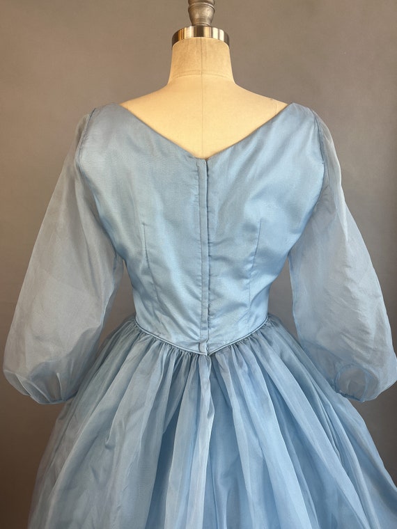 1950s Blue Gown / 1950s Blue Organdy Party Dress / Fi… - Gem