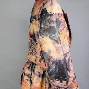 Vintage Feather Jacket / 1990s Leather Jacket / Feather Printed Leather ...