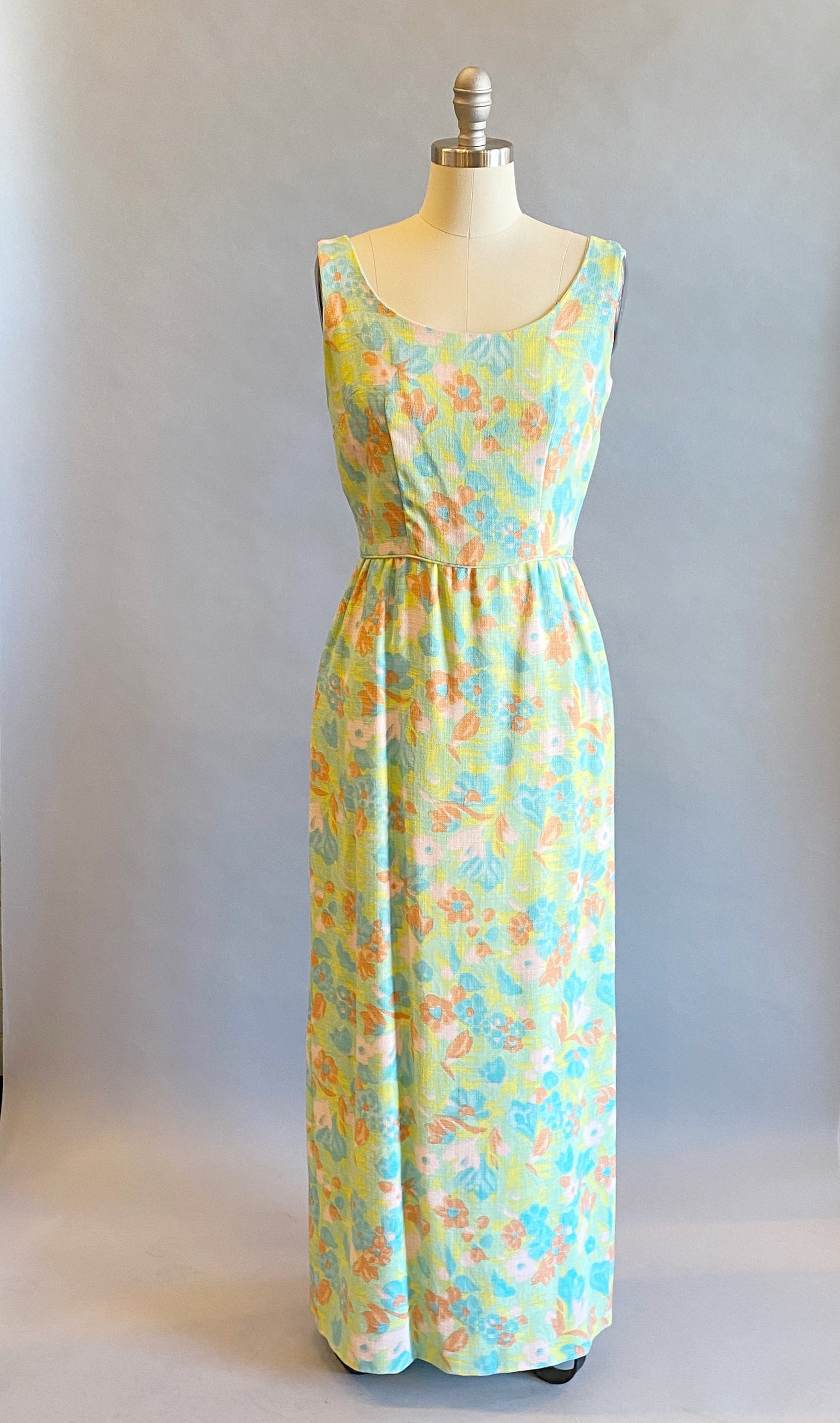 1960s Floral Maxi Dress / 60s Sun Dress / 1960s Summer Dress / | Etsy
