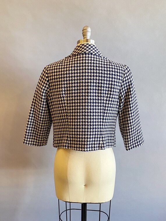 1960s Navy Houndstooth Jacket / Cropped Wool Jacket /… - Gem