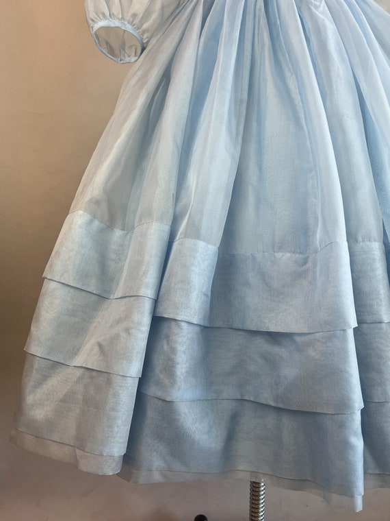 1950s Blue Gown / 1950s Blue Organdy Party Dress / Fi… - Gem