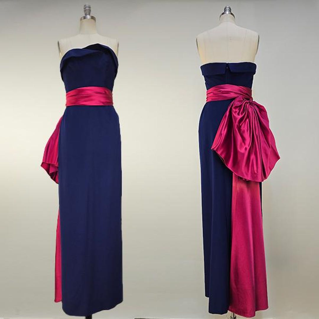 Rare 1950s Gown / Karen Stark for Harvey Berin / 1950s Strapless / Blue ...