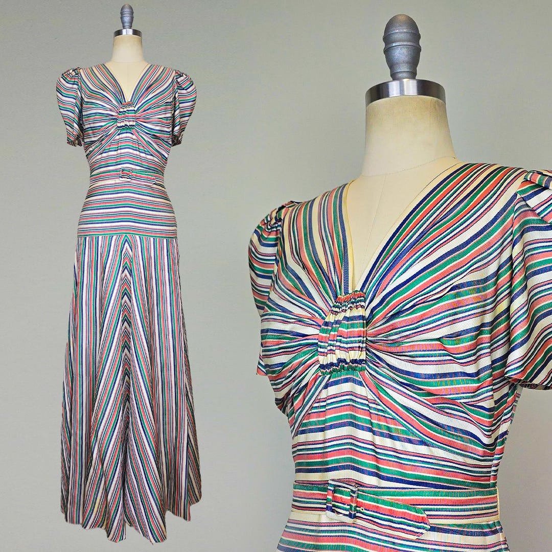 1940s Dress / Silk Ribbon Dress / 1940s Day Dress / Size Small - Etsy