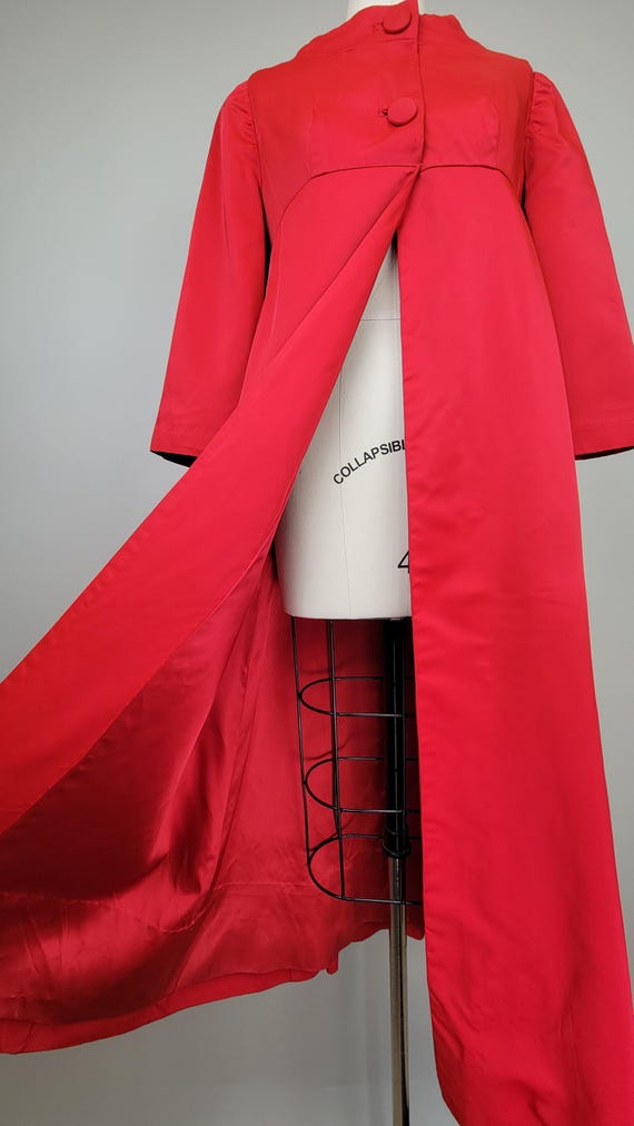 1960s Formal Coat / Red Long Coat / Vintage Evening C… - Gem
