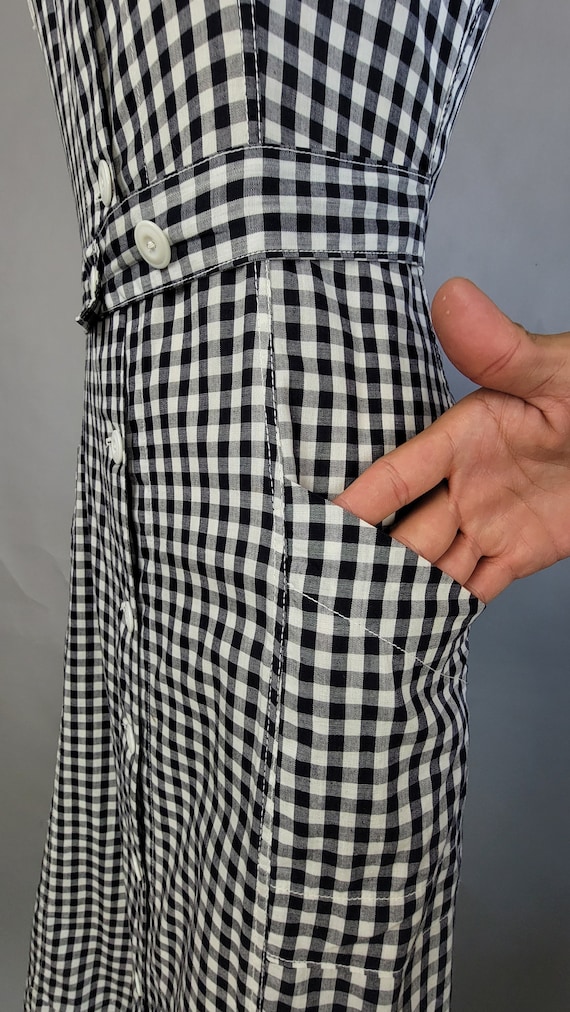 1940s Waitress Uniform / Black & White Gingham Dress … - Gem