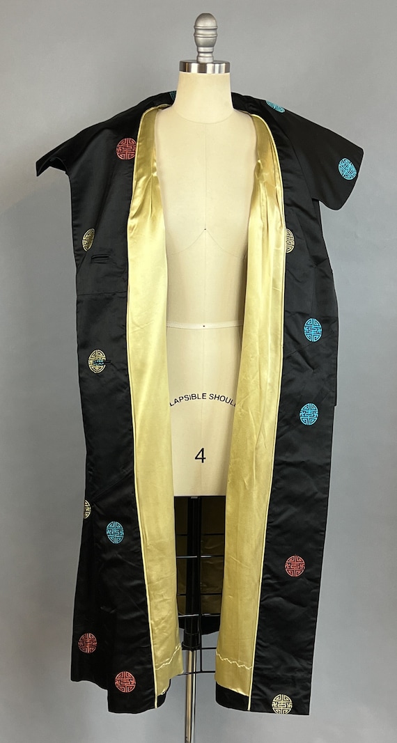 1960s Opera Coat / Black Silk Opera Coat with Stateme… - Gem