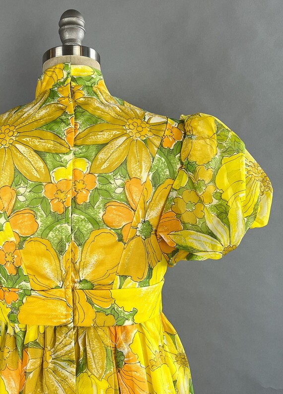 1960s Emma Domb Dress / Yellow Floral Print Dress / E… - Gem