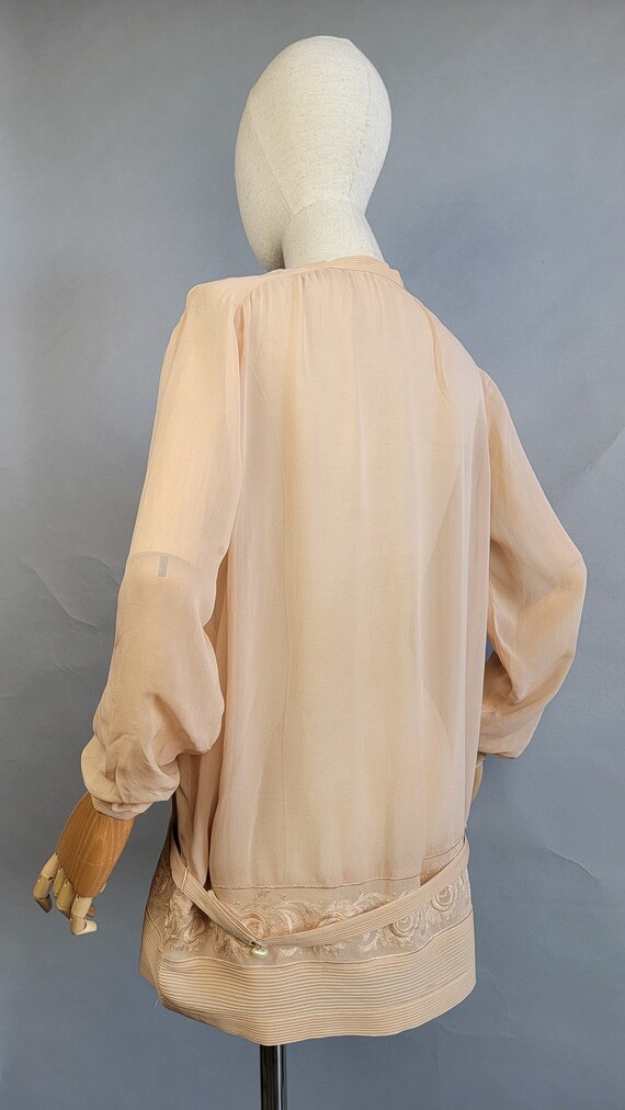 1920s Blouse / 1920s Pale Peach Blouse with Embroider… - Gem