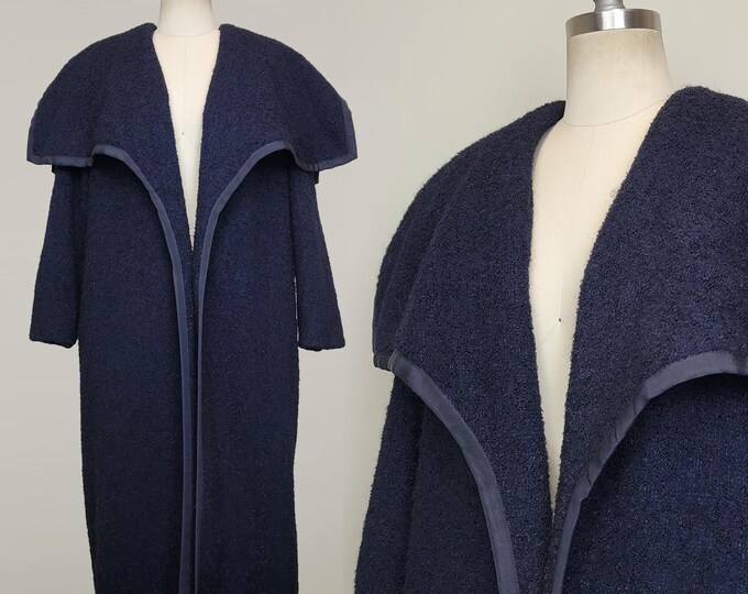 Don Loper Coat / 1950s Don Loper Coat / Wool Bouclé Coat / Navy Coat ...