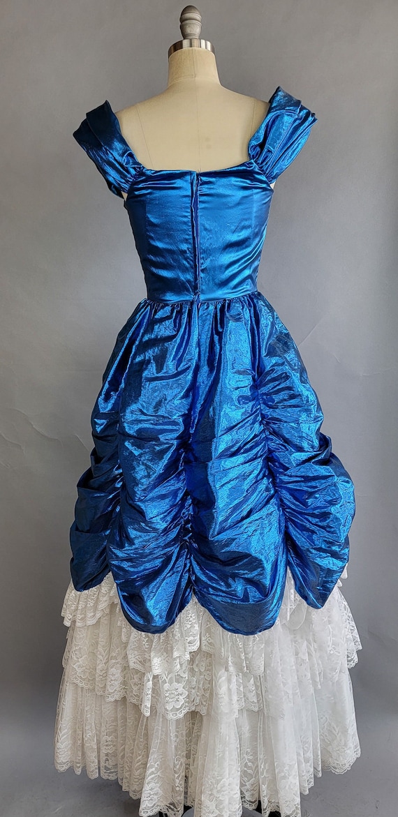 1980s Ball Gown / Victorian Style Dress / 1980s Blue … - Gem