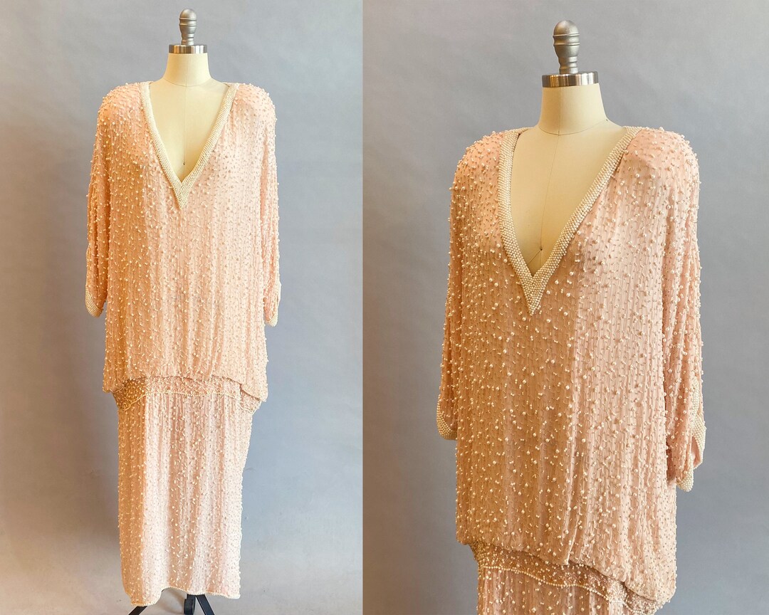 1980s Judith Ann Dress / 80s Pink Beaded Dress / 1980s Cocktail Dress ...