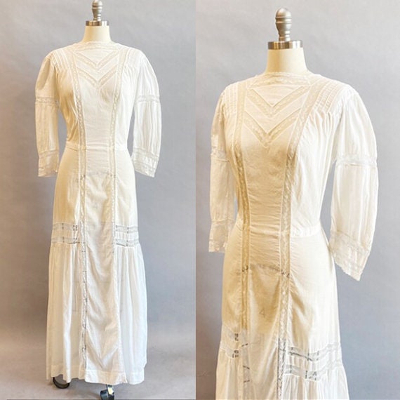 White Edwardian Lawn Dress / Edwardian Lace Dress / W… - Gem
