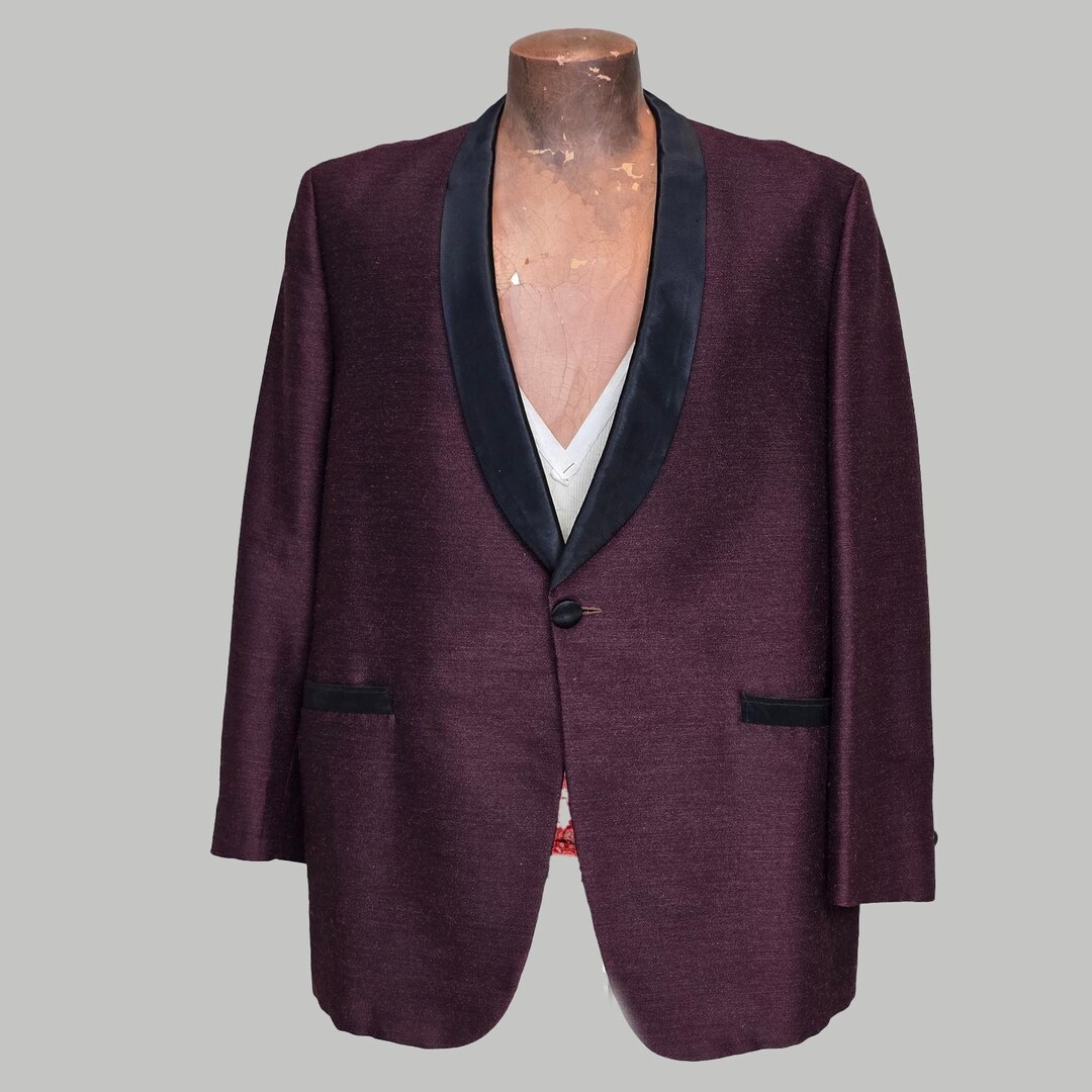 1960s Men's Dinner Jacket / Smoking Jacket / 1960s Blazer / Red Dinner ...